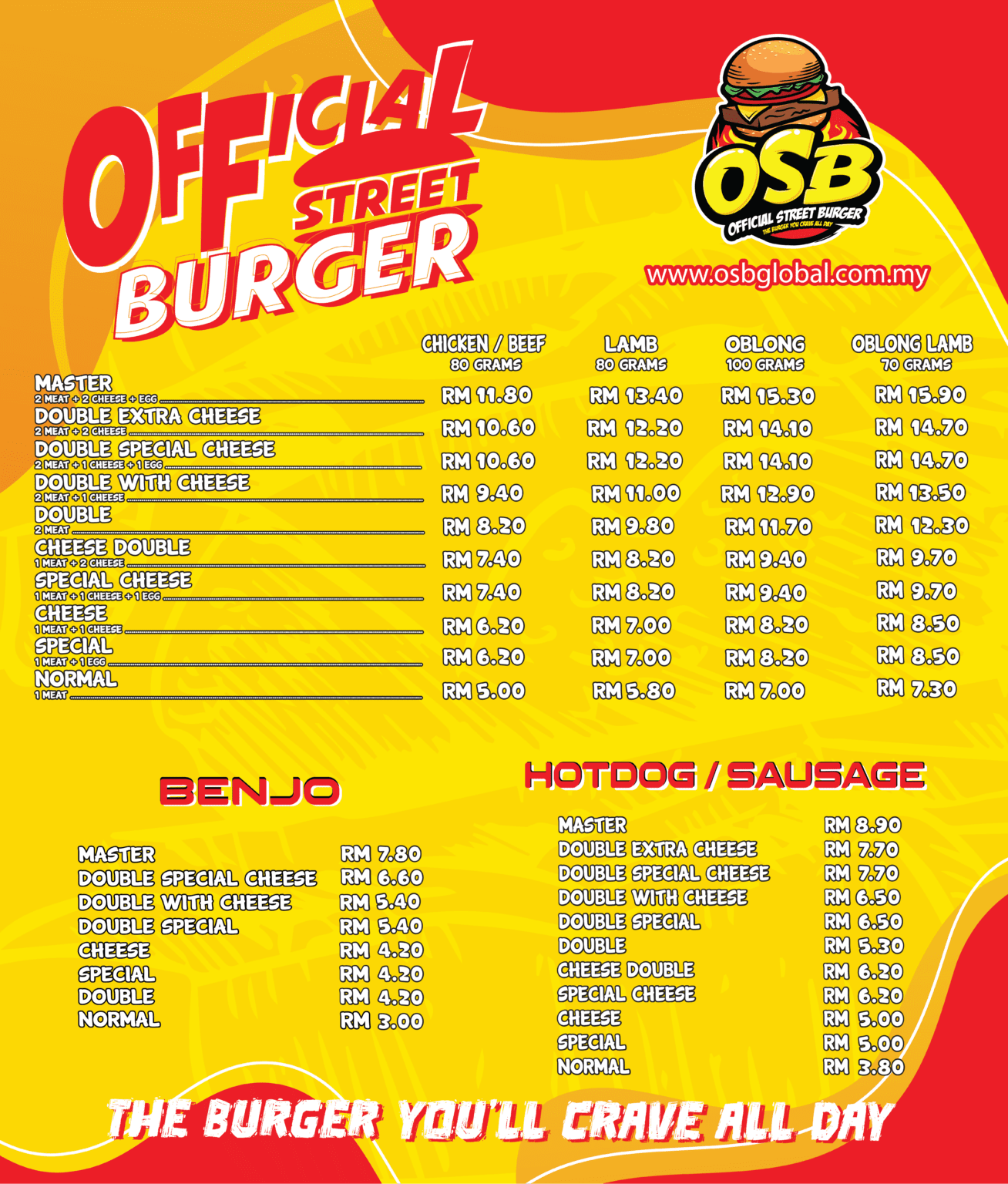 OSB Menu – Official Street Burgers