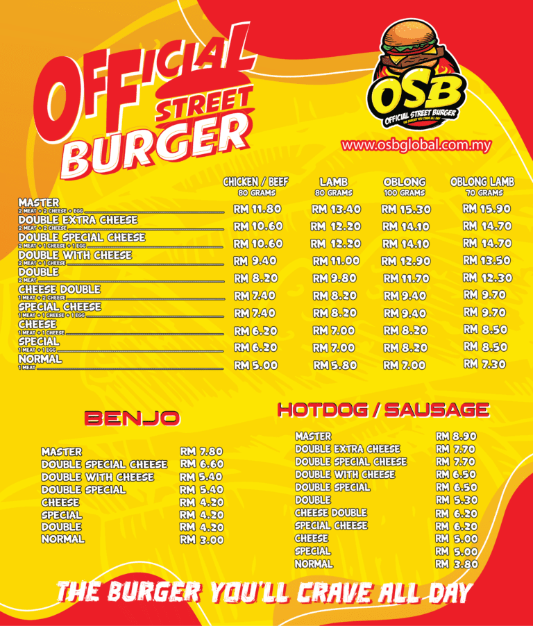 OSB Menu – Official Street Burgers